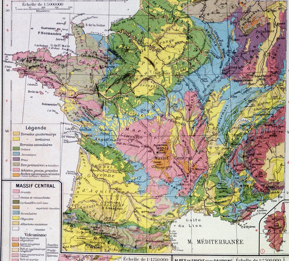 フランスの地図Geological France - in "Atlas scolaire"
