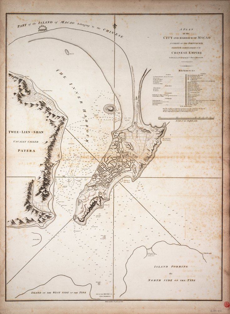 マカオタウンプランの鍵。ライオン号」と「ヒンドスタン号」のマカートニー探検隊から