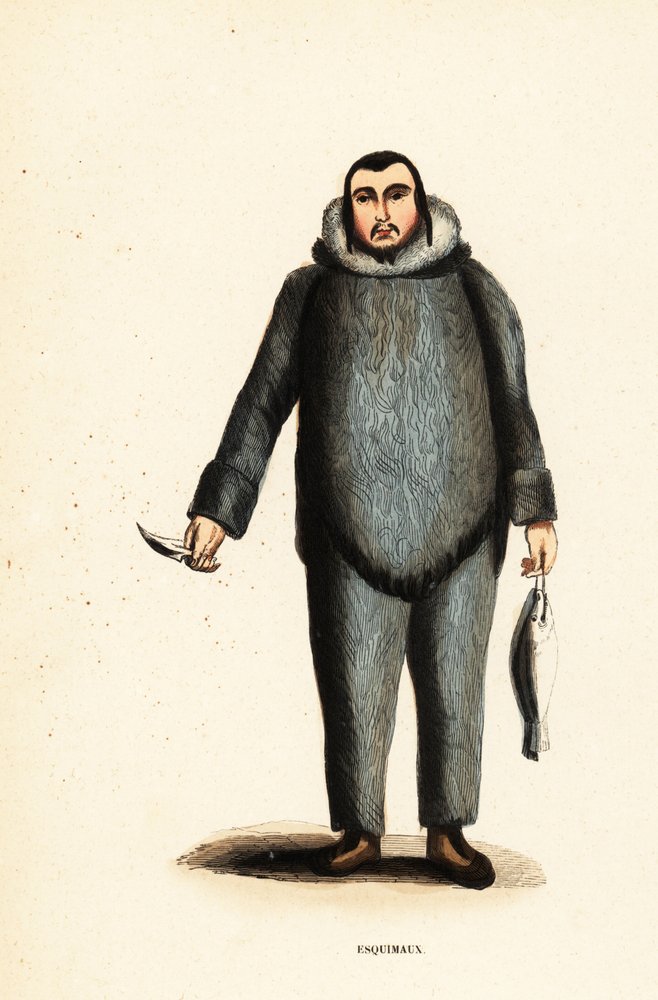 カナダ・ユーコン州マッケンジー川のイヌイットの男性