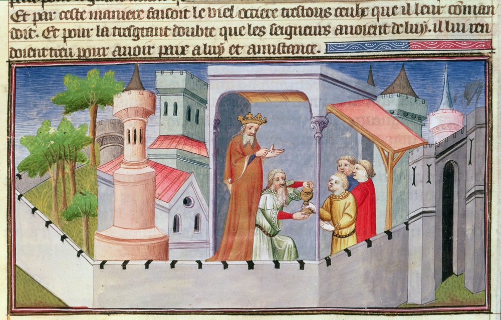 Ms Fr 2810 f.17、ハッサン・イ・サッバーがアラムートでイニシエーションを先導し、「リヴル・デ・メルヴェイユ・デュ・モンド」からの ...