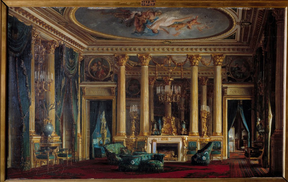 両親のいる居間の内部 Sebastien Charles Giraud (1819-1892) 画 1866年 Compiegne ...