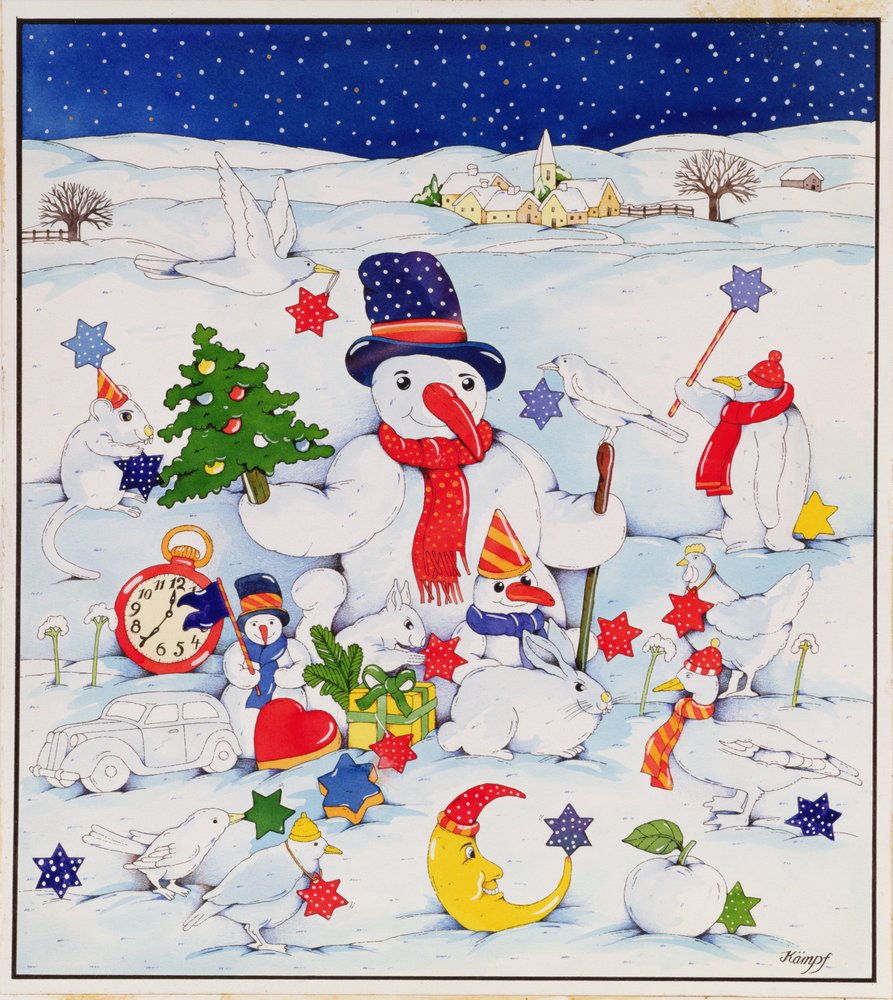 雪だるまと友達 | アートプリント