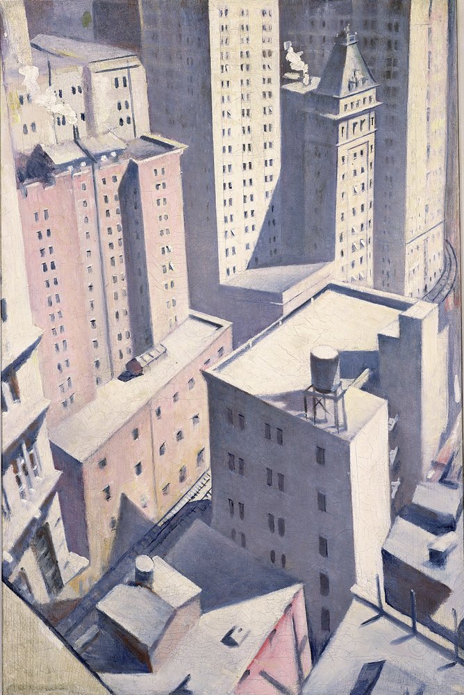 1920ダウンタウンを見下ろす（エッチングとドライポイント）