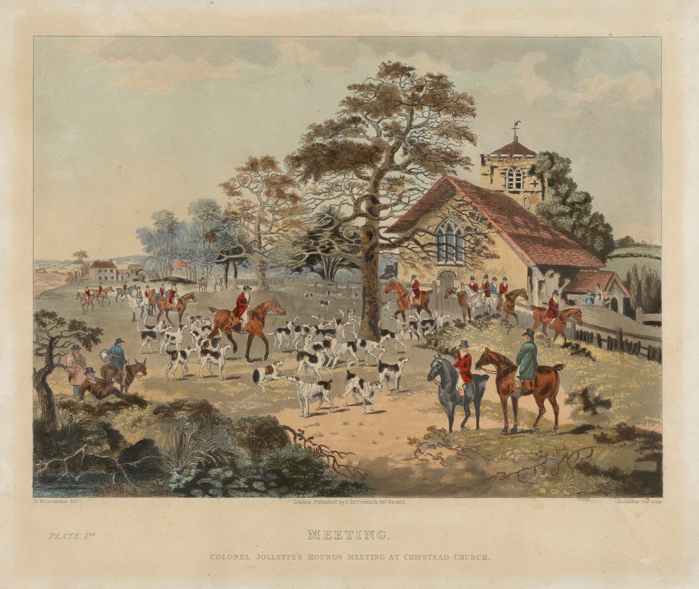 [Fox-hunting] set of four: (1) Meeting / Colonel Jollyffe's Hounds ...