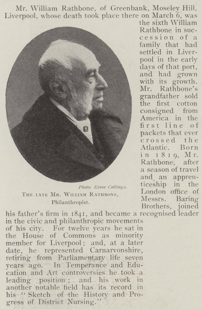 故ウィリアム・ラスボーン氏、慈善家