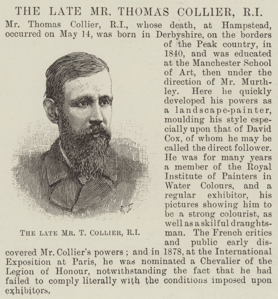 故トーマス・コリアー氏、RI（彫刻）。