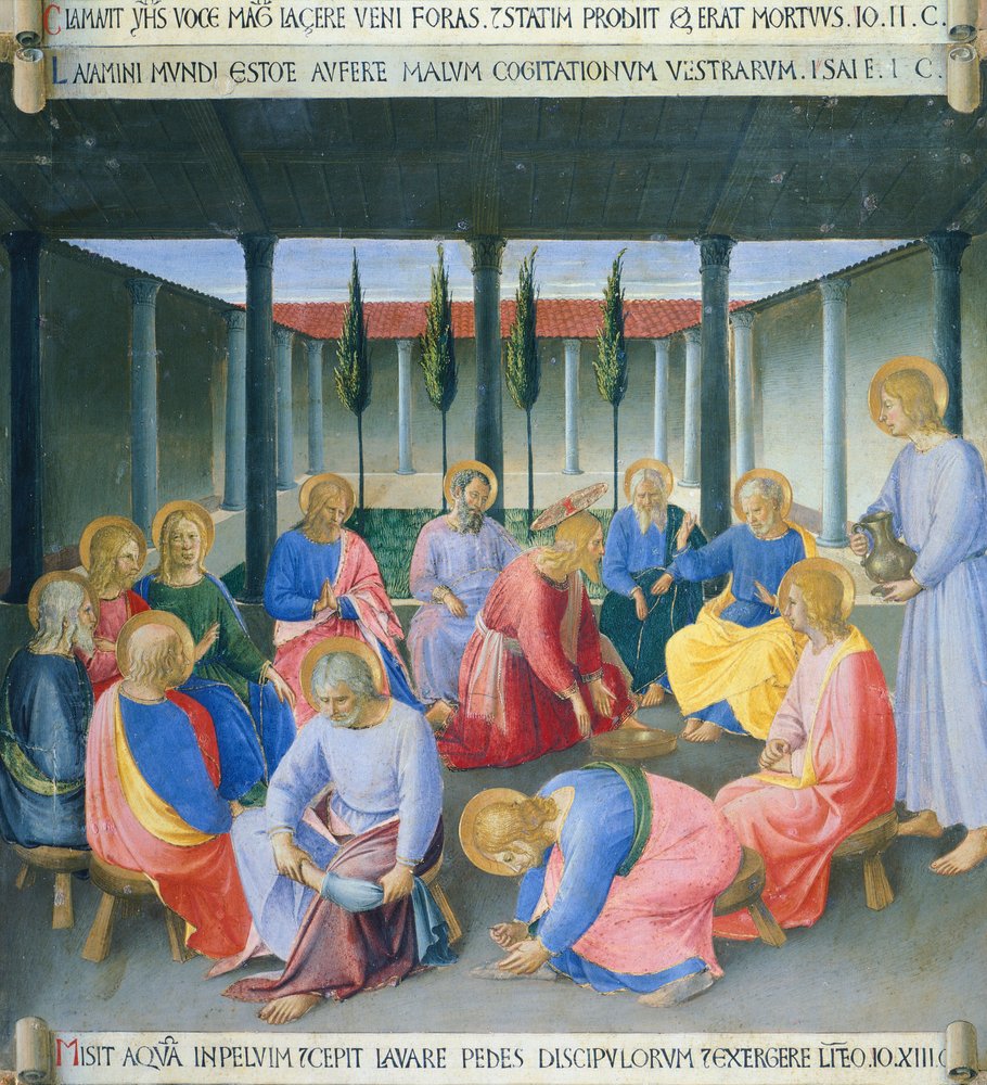 足の洗浄を描いた挿入図、アルマジオ デッリ アルジェンティ (銀の箱) のパネル、イエスの生涯