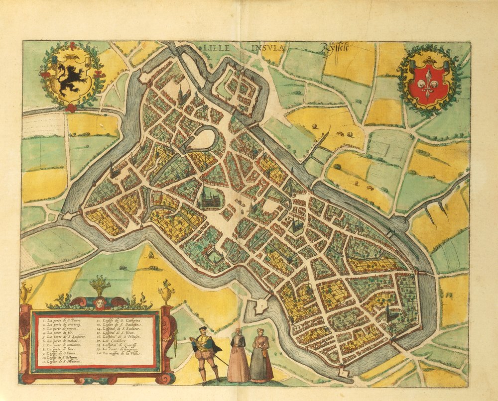 Georg BraunによるCivitates Orbis Terrarumからのリールの地図