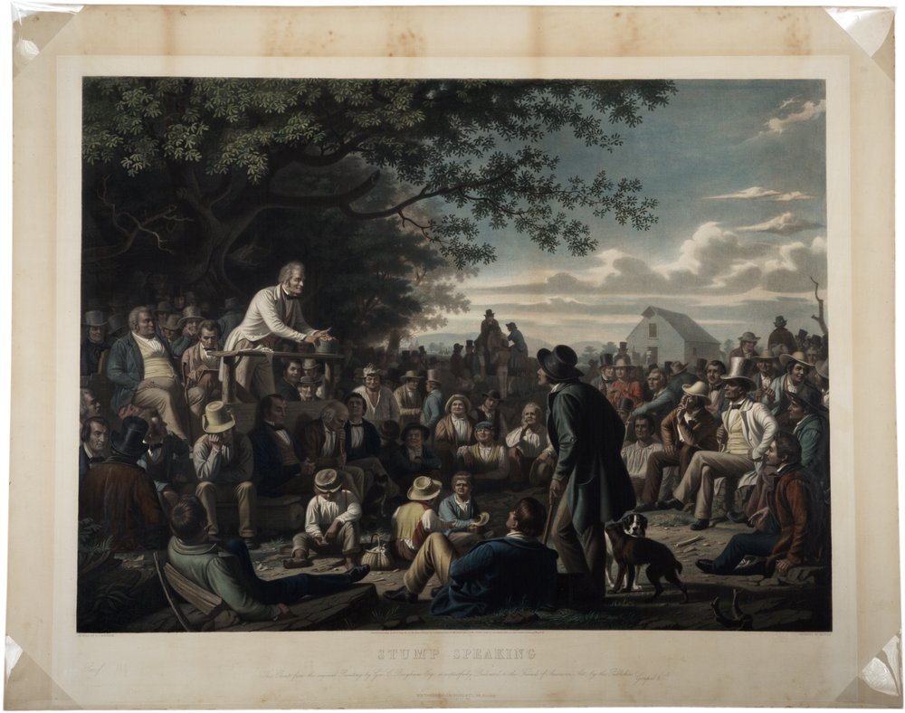 切り株スピーキング、1856（手塗りのメゾチント）