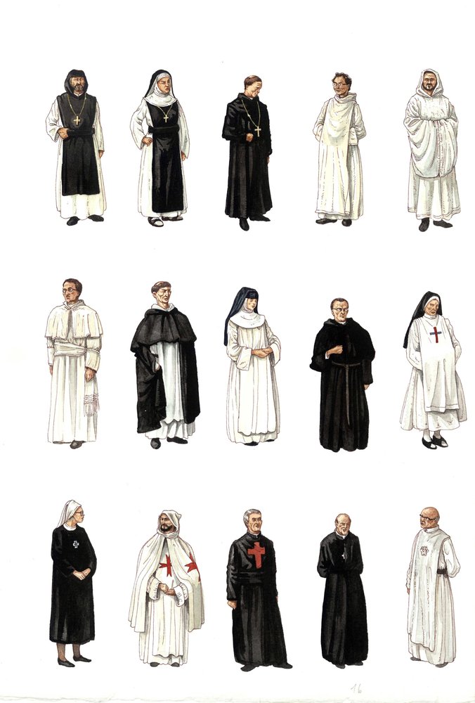 修道女や修道士の衣装やドレス。