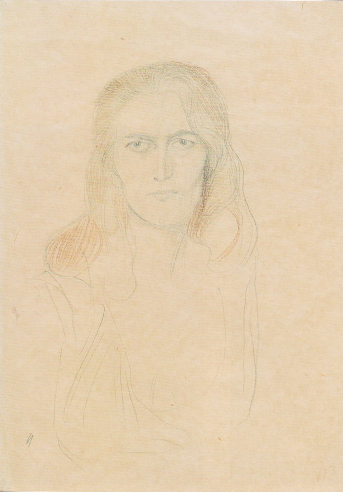 正面から見た女性の半身像（Erinnye）