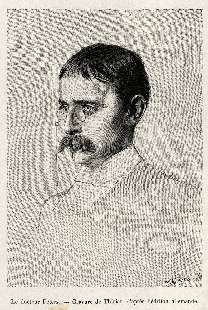 カール・ペータース博士（1856-1918）ドイツの探検家の肖像。ペータース博士（1856-1918）の物語 "Au secours d ...