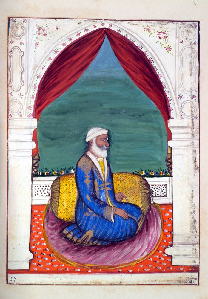 パンジャブ王国出身のDewan Ajodia Pershad、その支配者と首長、第II巻、正体不明のインドの芸術家による水彩画研究30巻 ...