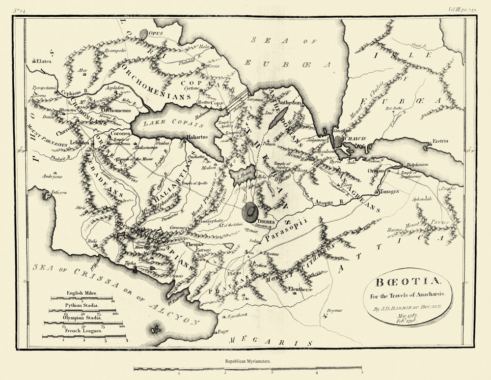 古代ボイオティアの地図