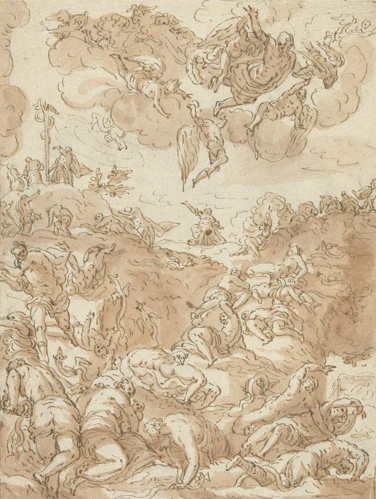 Brazen Serpent、1581（紙にペン）