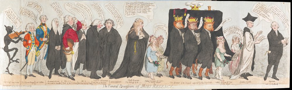 ミスリージェンシーの葬列、パブ。 1789（手彫り彫刻）