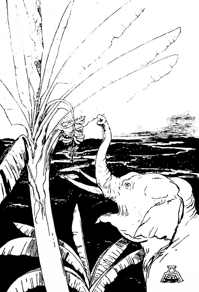 キプリングの象のイラスト（彫刻）。