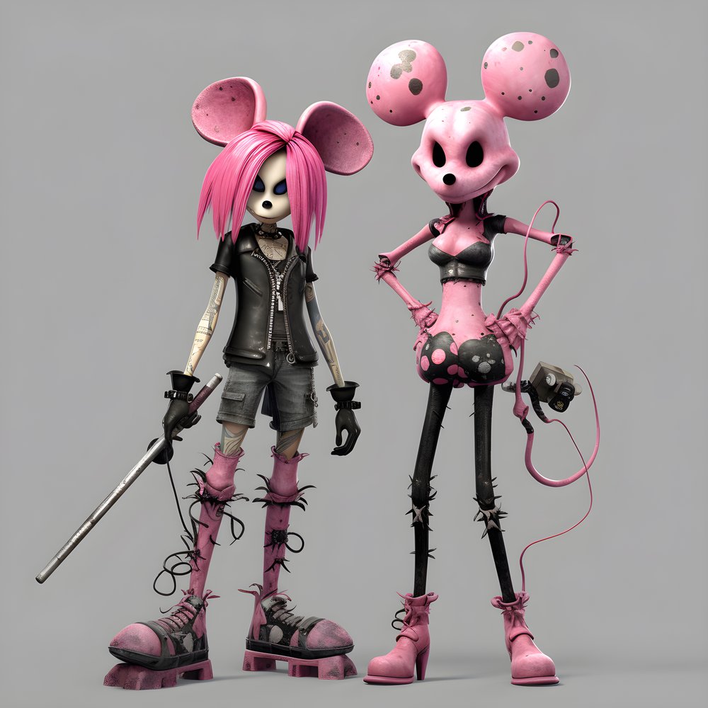 ナイトメア・ビフォア・クリスマス パンク・ピンク ミニー＆ミッキーマウス 3