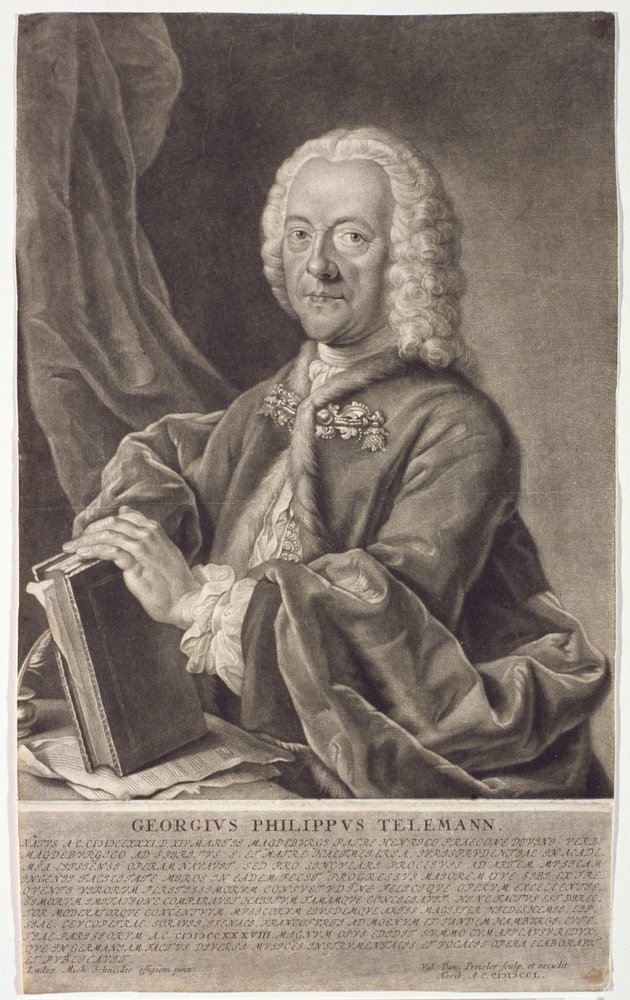 Georg Preisler（1700-54）によって彫刻されたGeorg Philipp Telemann（1681-1757）の肖像