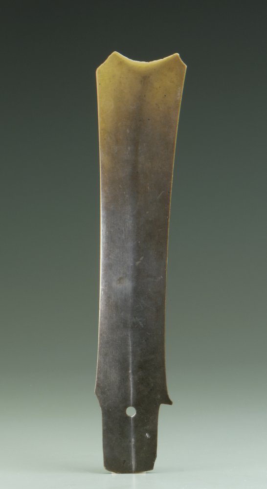 二股ノミ（張）、Qijia文化、紀元前2500-2000年（翡翠）