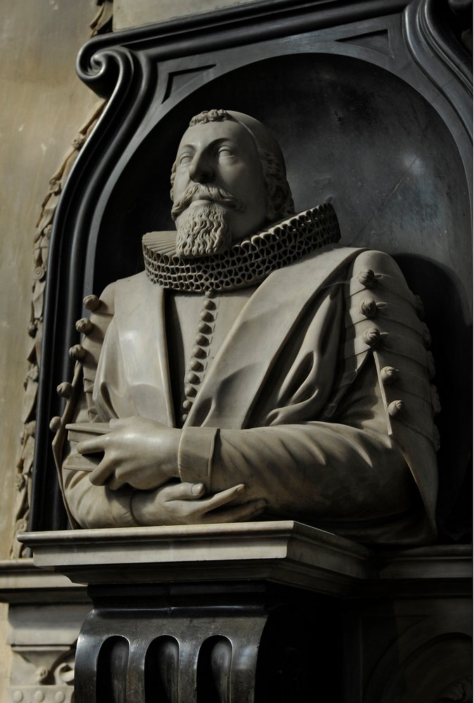 ヒューゴバーカー記念碑、1632年（大理石）