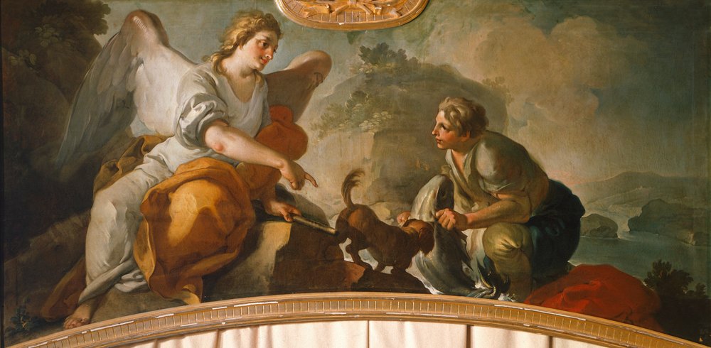 「トビアスと天使」オロンゾ・ティソ画（1726-1800）
