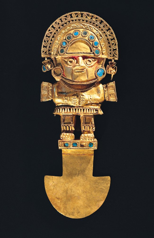 チランプ（金と半貴石）のNaylampの形をしたトゥミまたは儀式用ナイフ