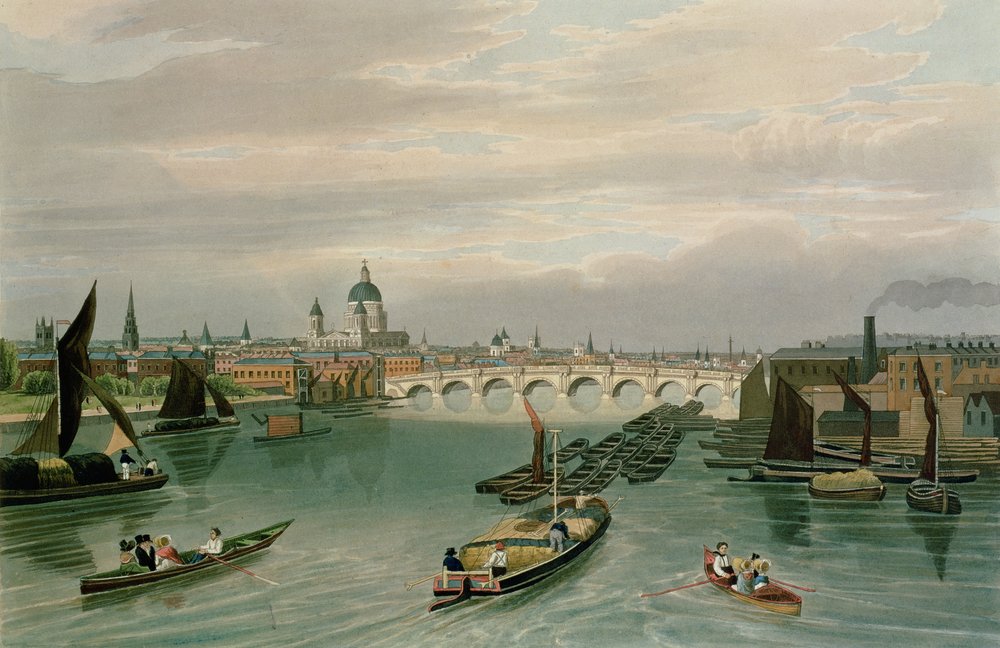 Ansicht der Blackfriars Bridge und St. Paul's, veröffentlicht 1820 von ...