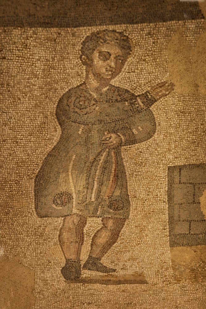 Two Apse Room、床のモザイク、Villa Romana del Casale、Piazza Armerina、シチリア、イタリア（写真）