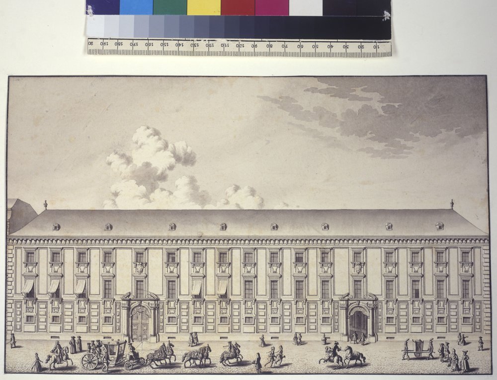 全ページ：ノス宮殿正面図（ペンとインクによるドローイング）