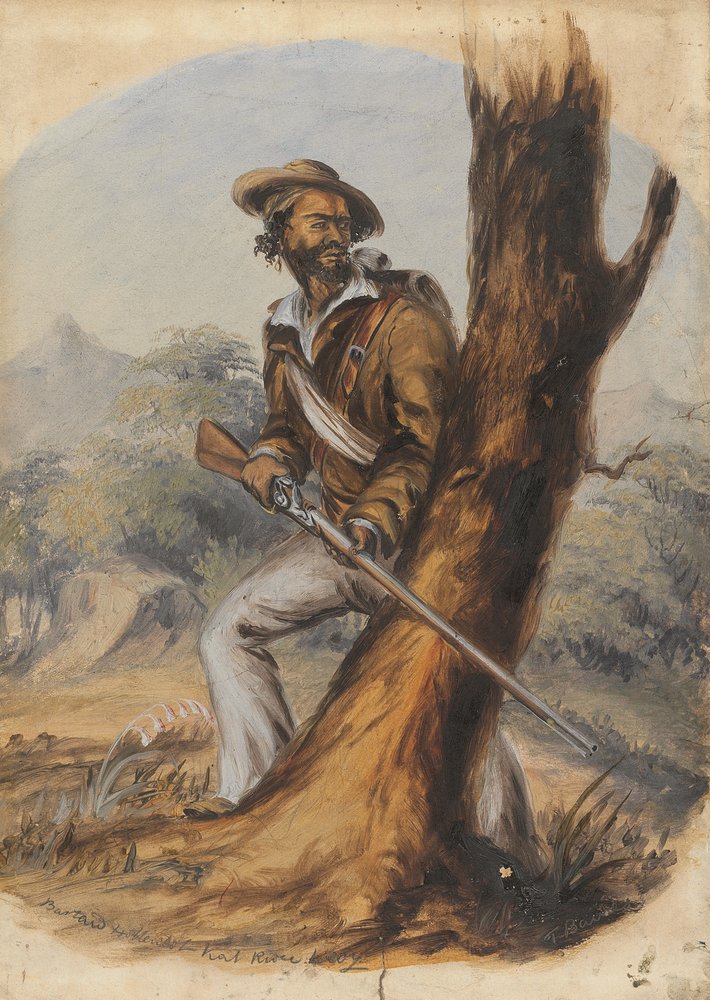 バートン・ホッテントット・カット・リヴァー・レヴィ（紙に鉛筆、油彩）