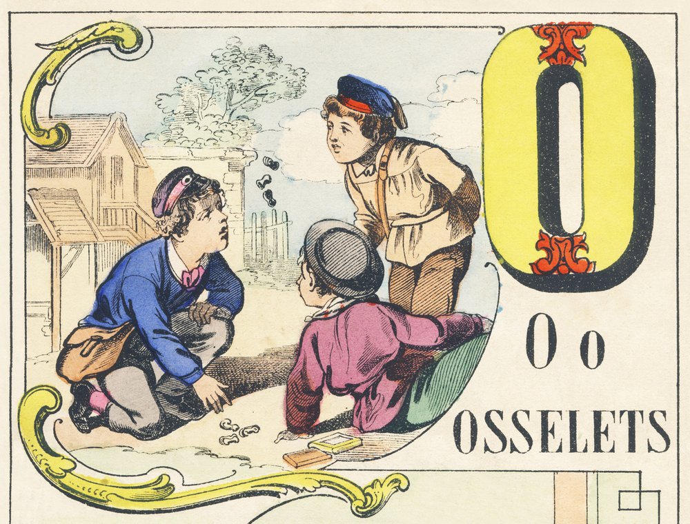 O : osselets - ゲーム アルファベット 1890年頃（イラスト