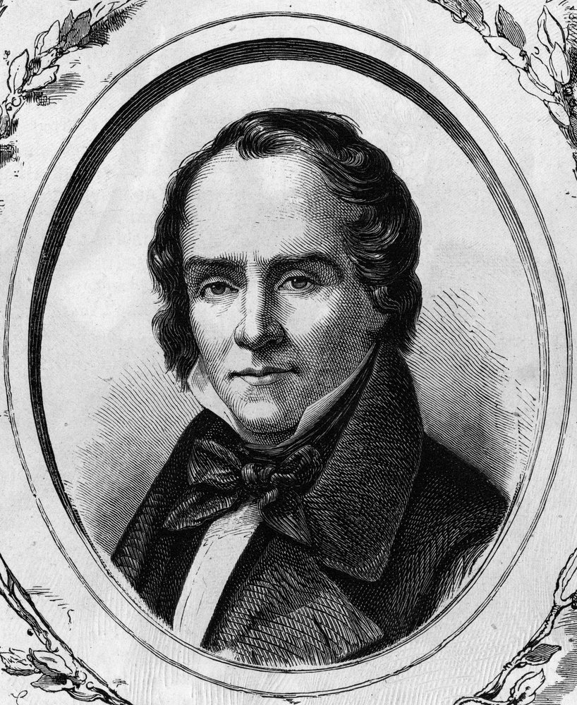 フランスの詩人・劇作家であるCasimir Delavigne（1793～1843）の肖像（1866年の彫刻）。