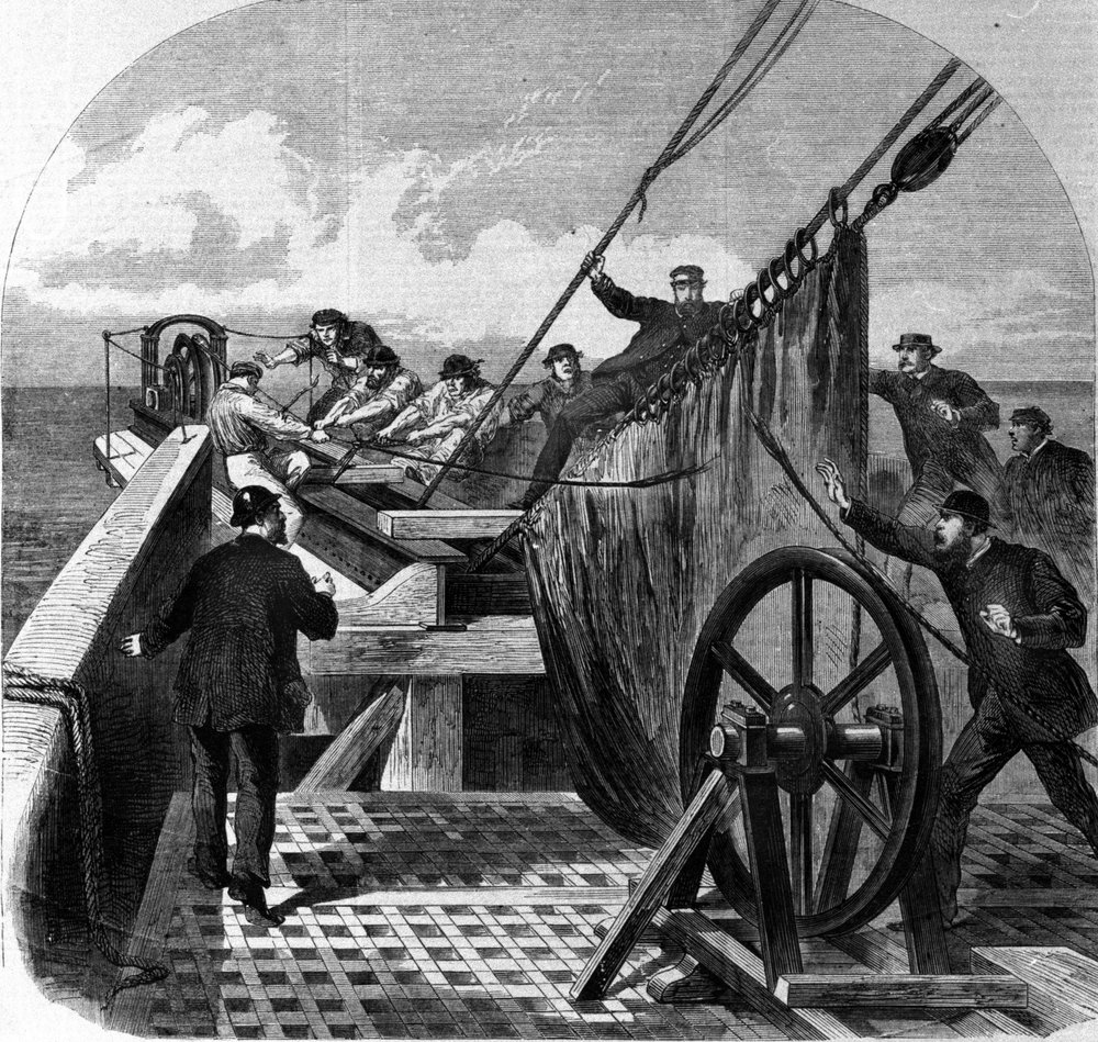 グレート・イースタン号の大西洋電信ケーブルの断線は、ヨーロッパとアメリカを結ぶ大西洋電信ケーブルの層になり、1865年に断線した。