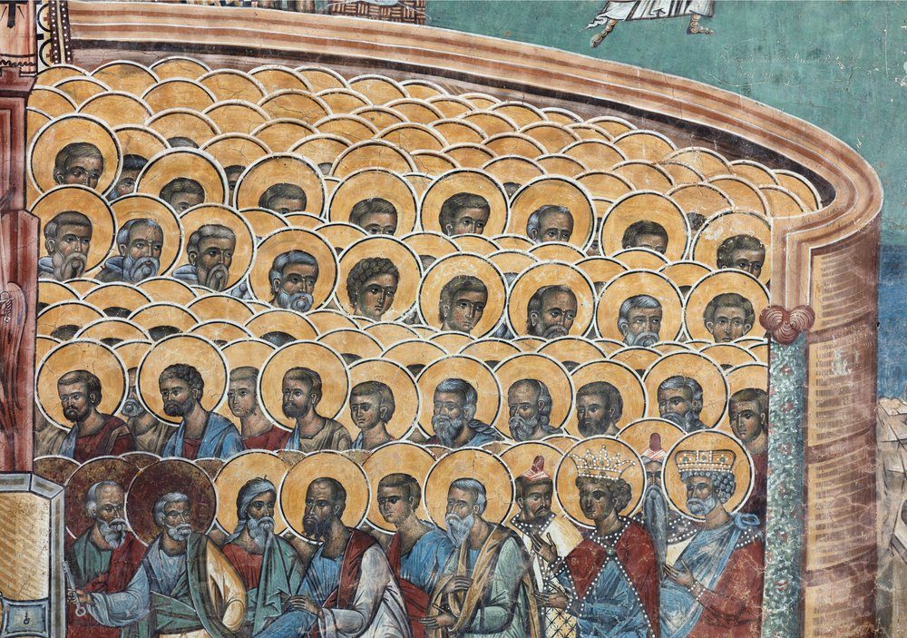 修道院 (manastirea Voronet)。 教会。 外観。 壁画。 西側。 詳細。