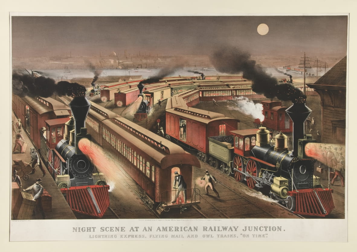 アメリカの鉄道ジャンクションの夜景