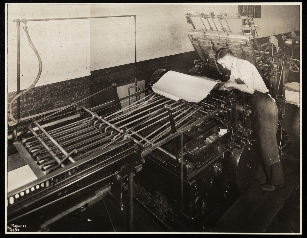 Unz und Co.、24 Beaver Street、New Tork、1932年の印刷機（銀ゼラチンプリント）
