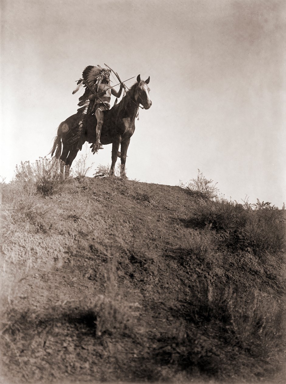 Absaroke Warrior on Horseback by Edward S. Curtis, c.1910 (silver print ...