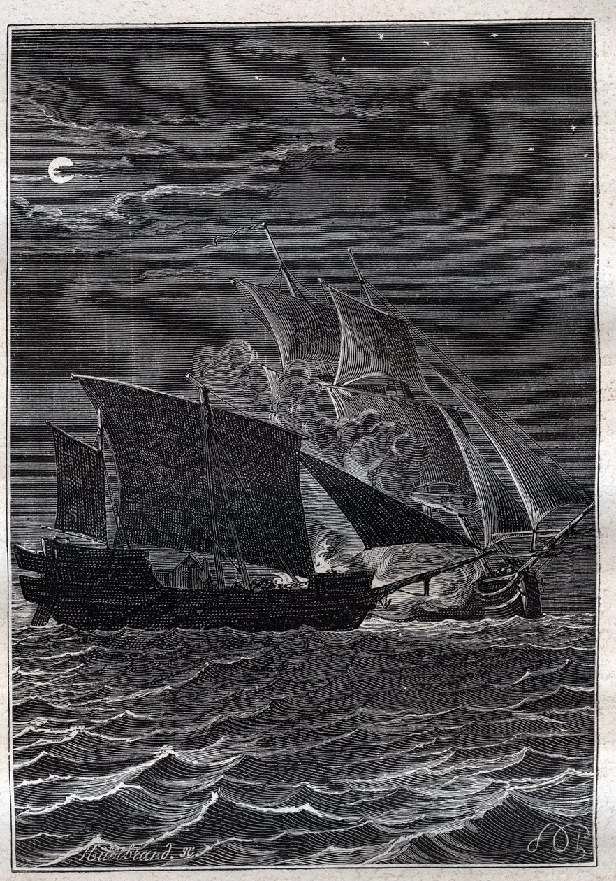 スワロー号とマレーシアの海賊船の戦い：フィリップ・カータレット（Philippe de Carteret）（1733-1796）のスワロー号は ...
