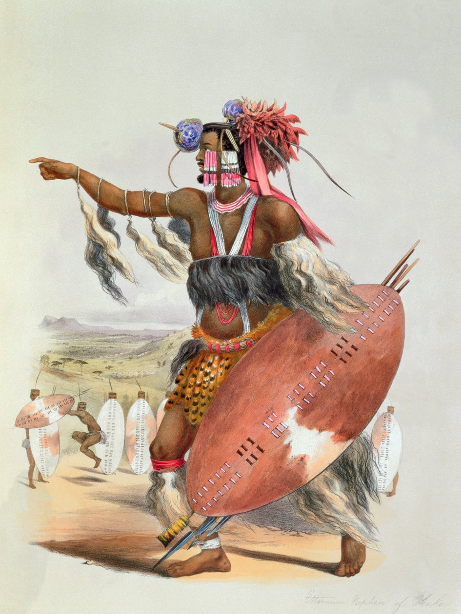 ズールー族の戦士、ウティムニ、故ズールー族の王チャカの甥、1849 年