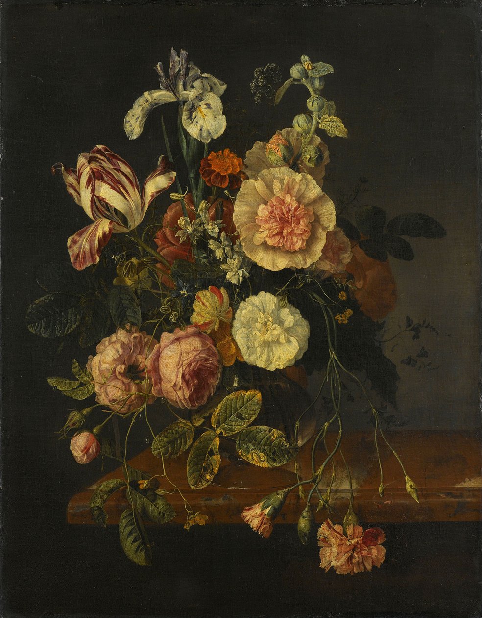 Stillleben mit Blumen von Jacob van Walscapelle: Kunstdruck