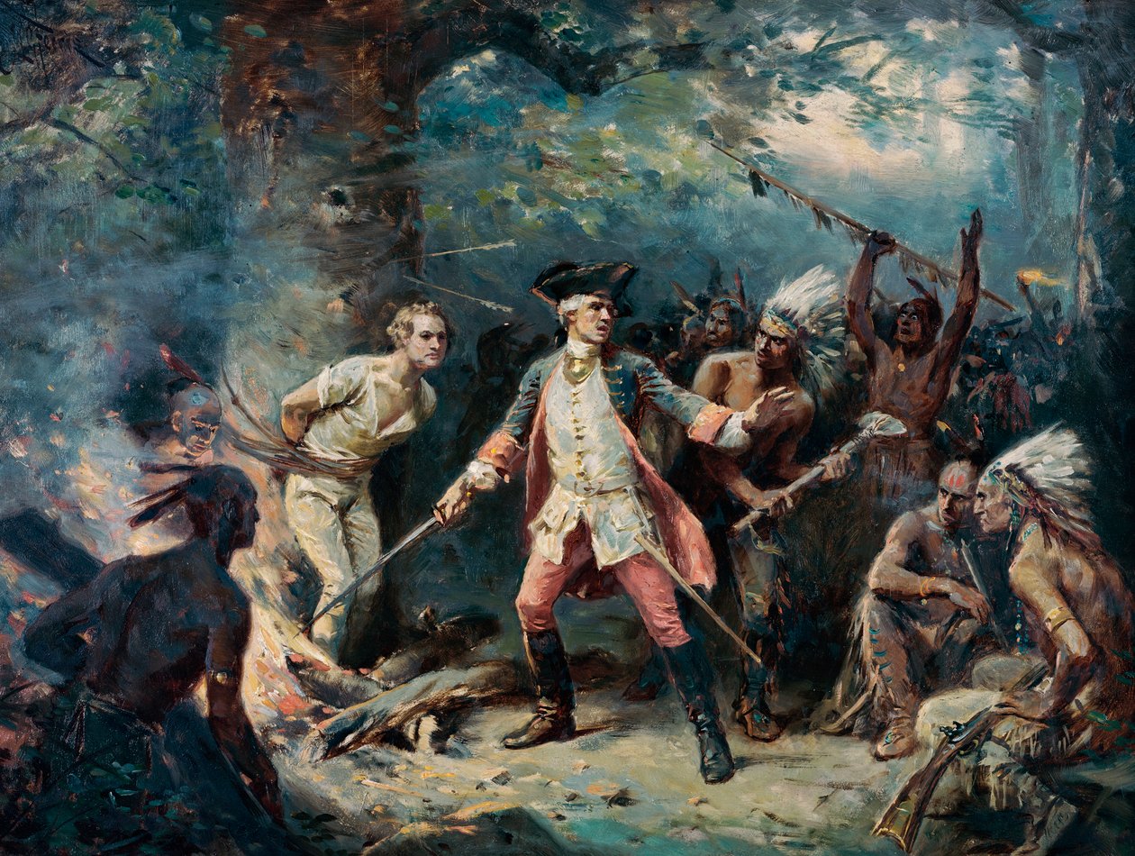 インディアンの捕虜となったイスラエル・パトナム少佐（1718-1790）の救出 - ジャン・レオン・ジェローム・フェリス（1863-1930）の絵画
