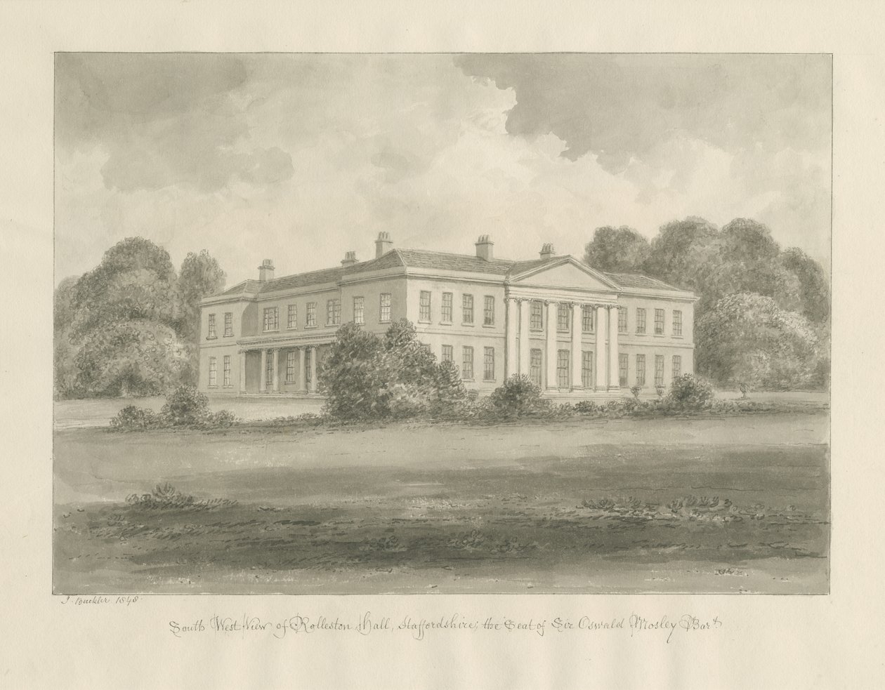 Rolleston Hall：セピア色のデッサン