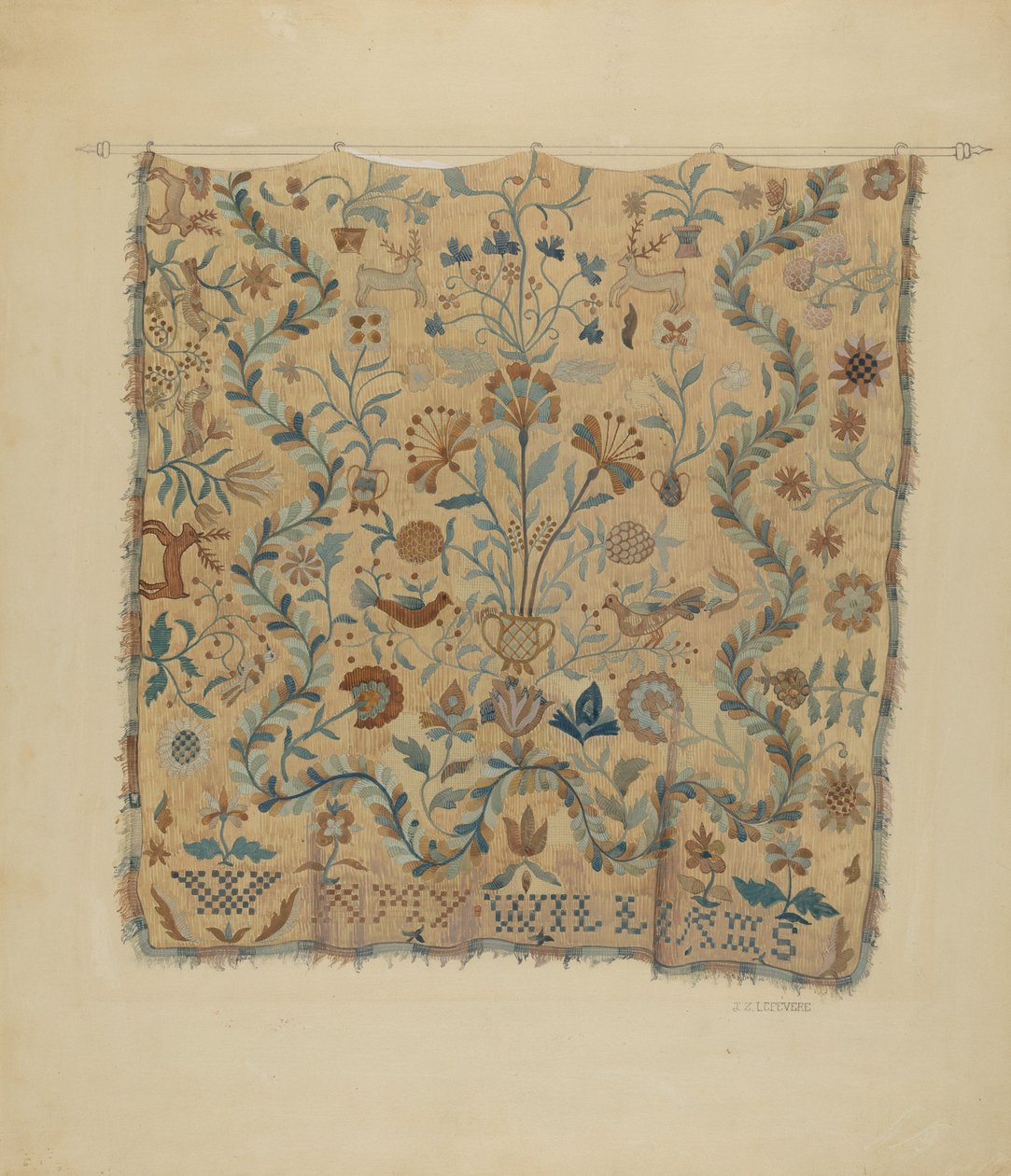 Embroidered Coverlet、1936年頃。