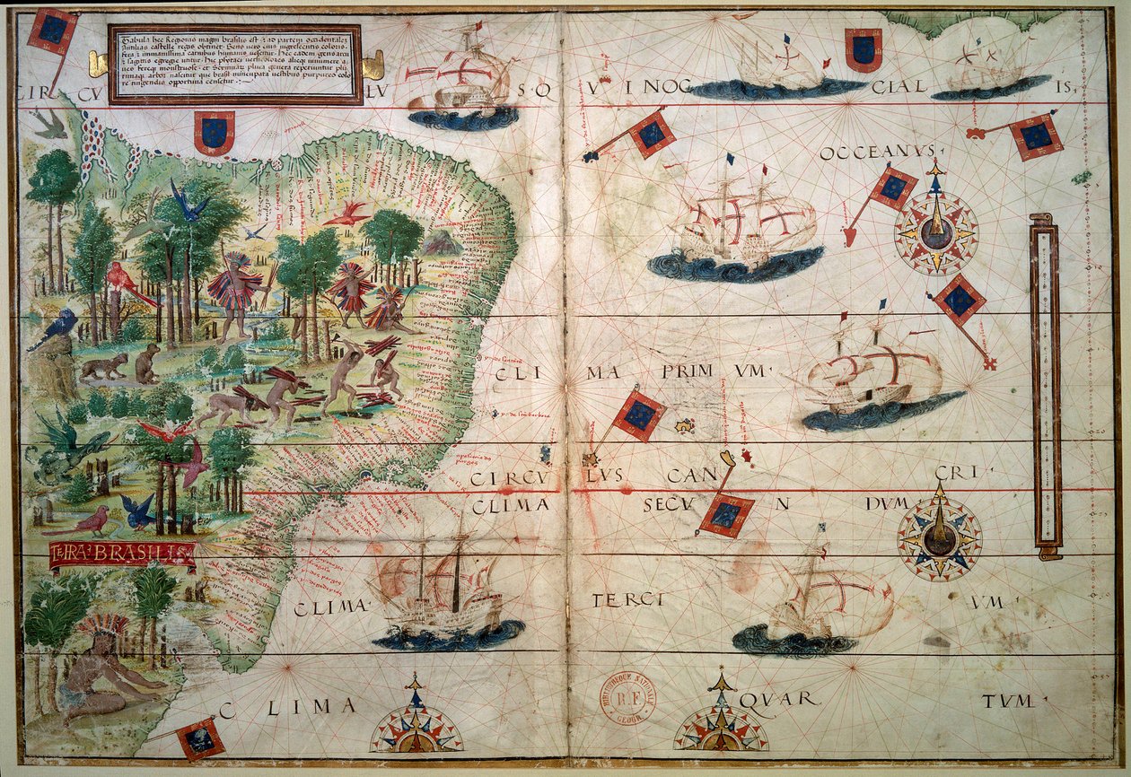 ブラジルの水路地図 - 地図製作者 Loppo Homem 1519 Paris による写本「ポルトガル航海アトラス」が列挙されています。 B ...