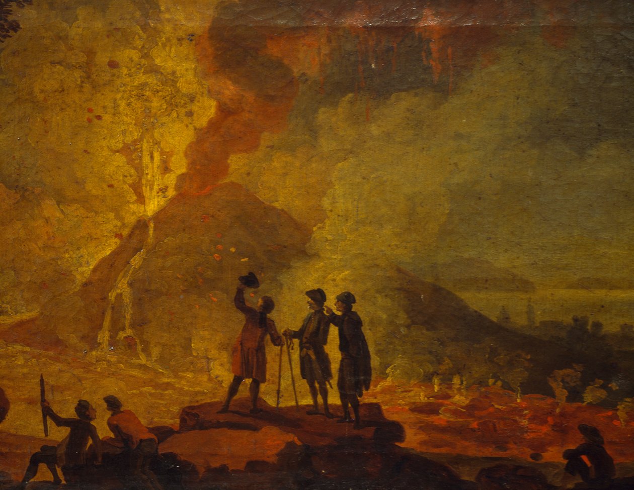 ベスビオの噴火、ピエール・ジャック・ヴォレール（1729-1792）作、キャンバスに油彩、52x79cm。 詳細。