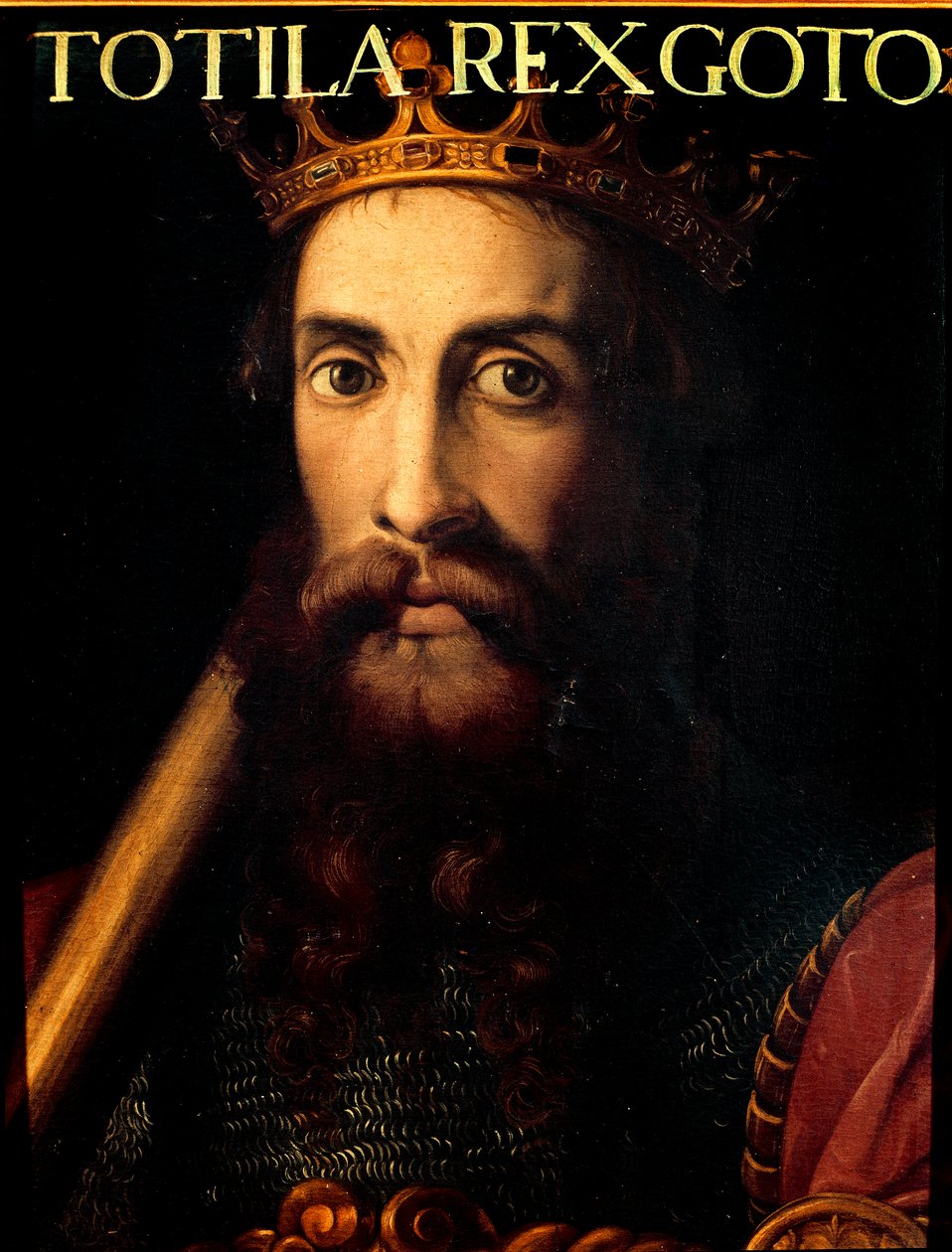 東ゴート王トティラまたはバドゥイラの肖像画。 ペインティング。