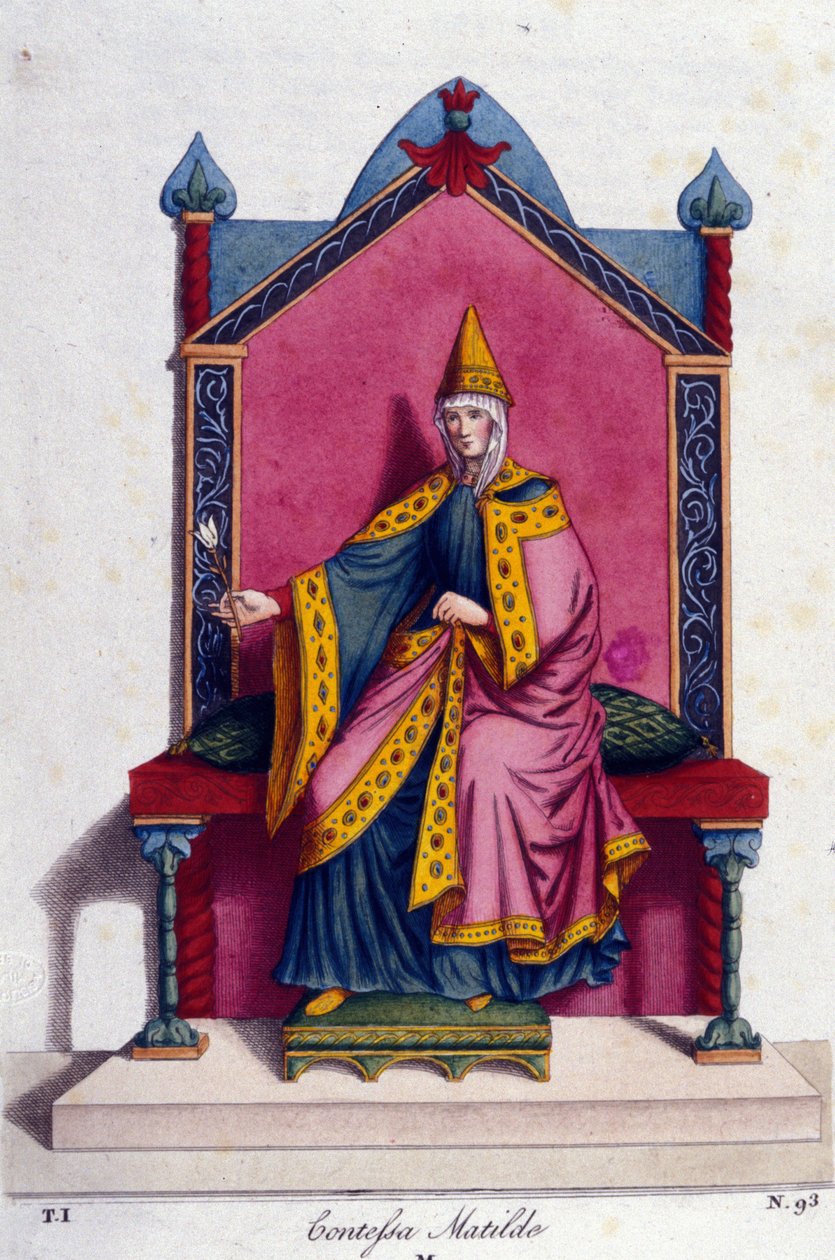 カノッサ伯爵夫人（またはトスカーナ伯爵夫人）（1046～1115年）の肖像。19世紀のエングレーヴィング。