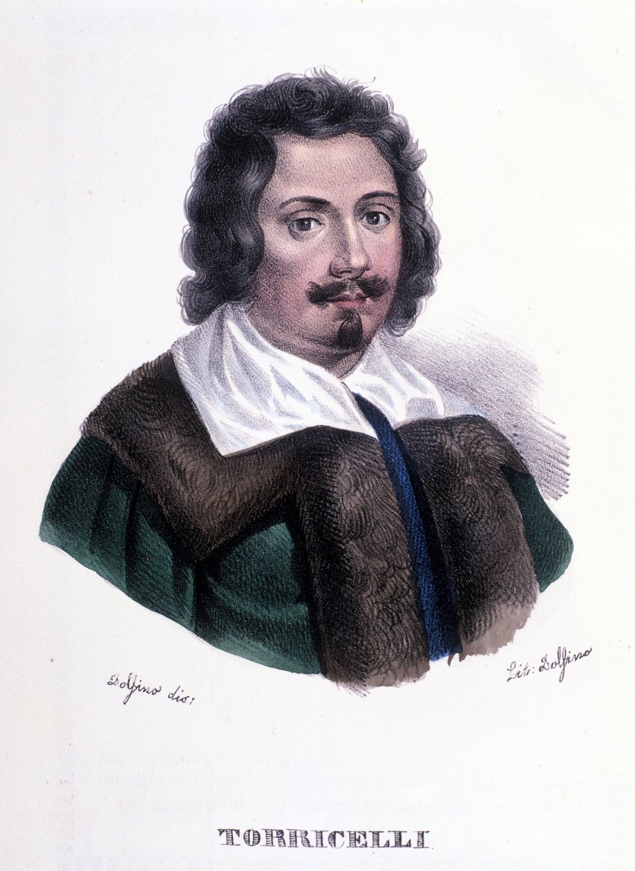 イタリアの物理学者、エヴァンゲリスタ・トリチェリ（1608～1647）の肖像画