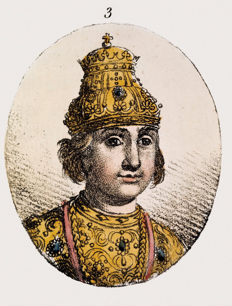 セオドア・フョードル2世・ボリソビッチ・ゴドノフの肖像（彩色済み彫刻